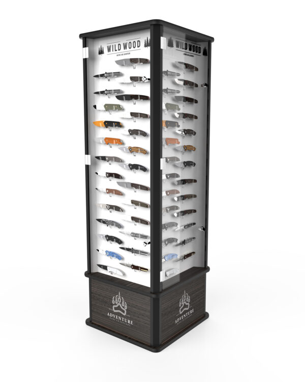 Retail Knife Display Case #402 Custom Locking 4 Sided Display